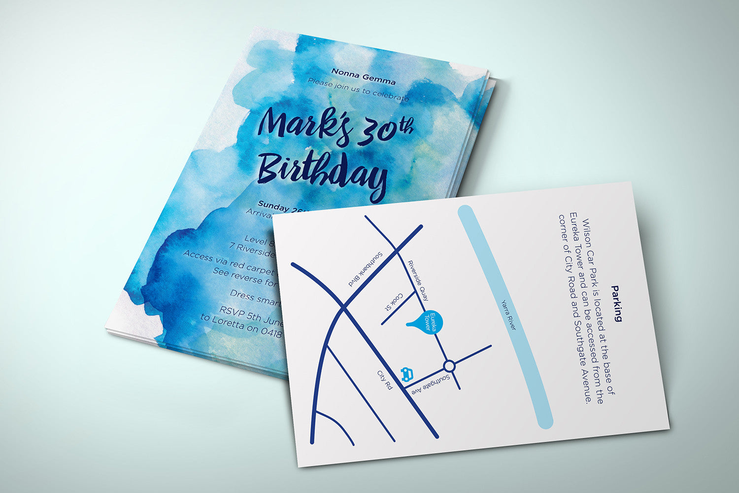 watercolour birthday invitation A5 Postcard – Composite Colour