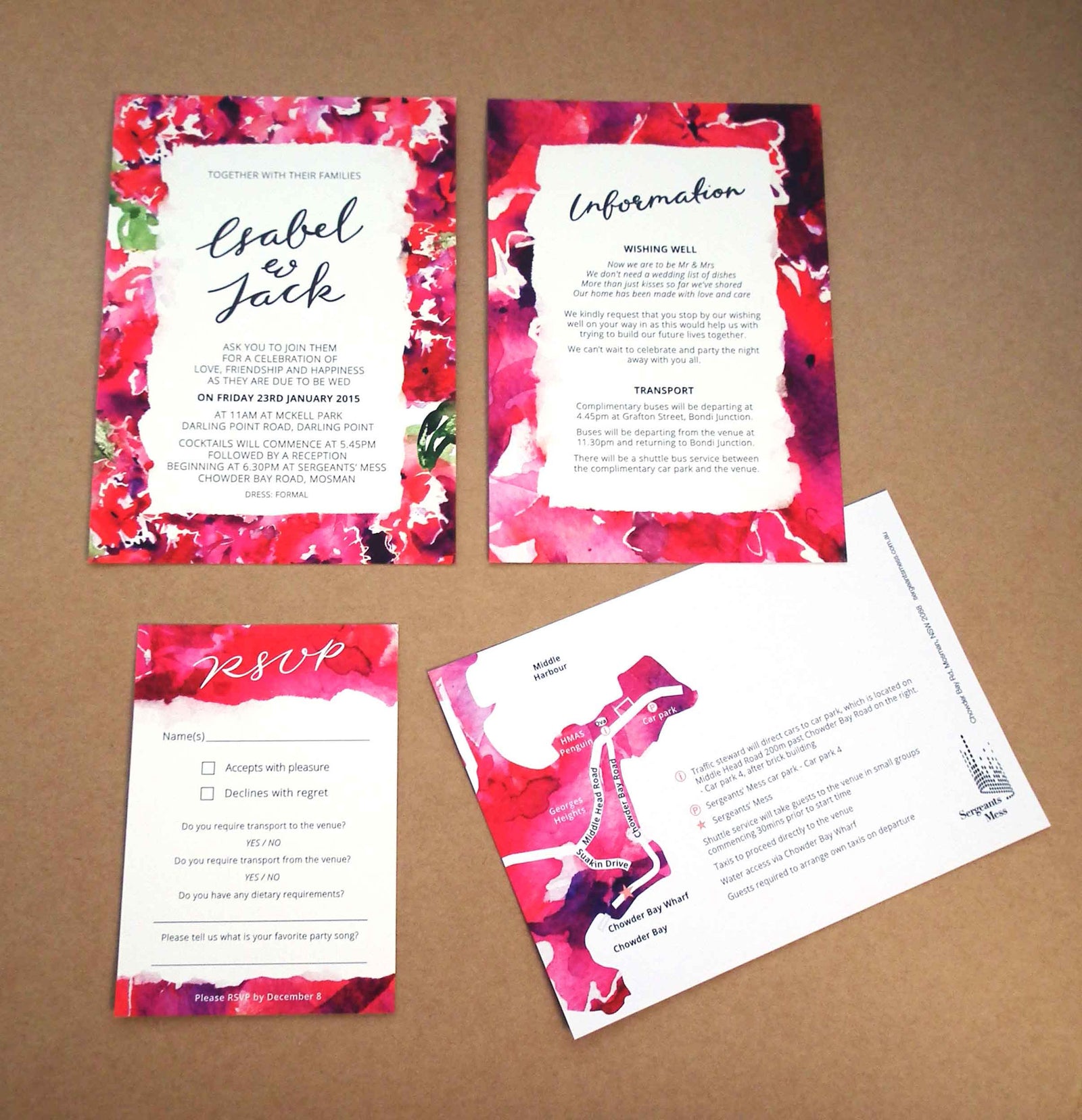 Isobel and Jack Wedding Invitation Set – Composite Colour